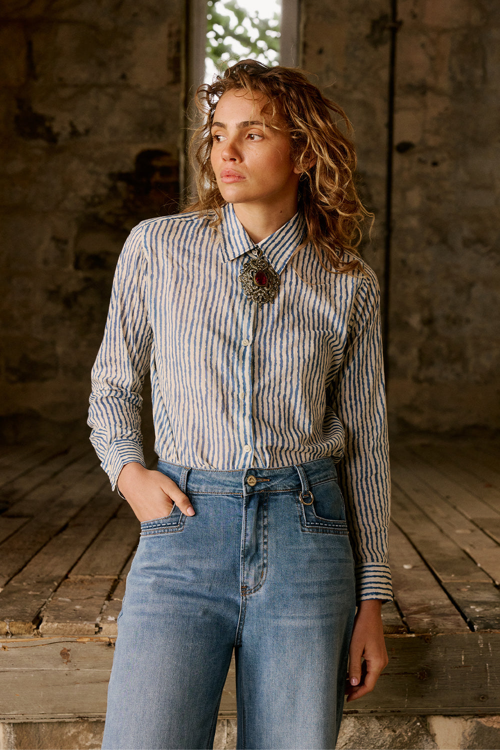 COLLINS Blue Stripe Shirt – Italian Star