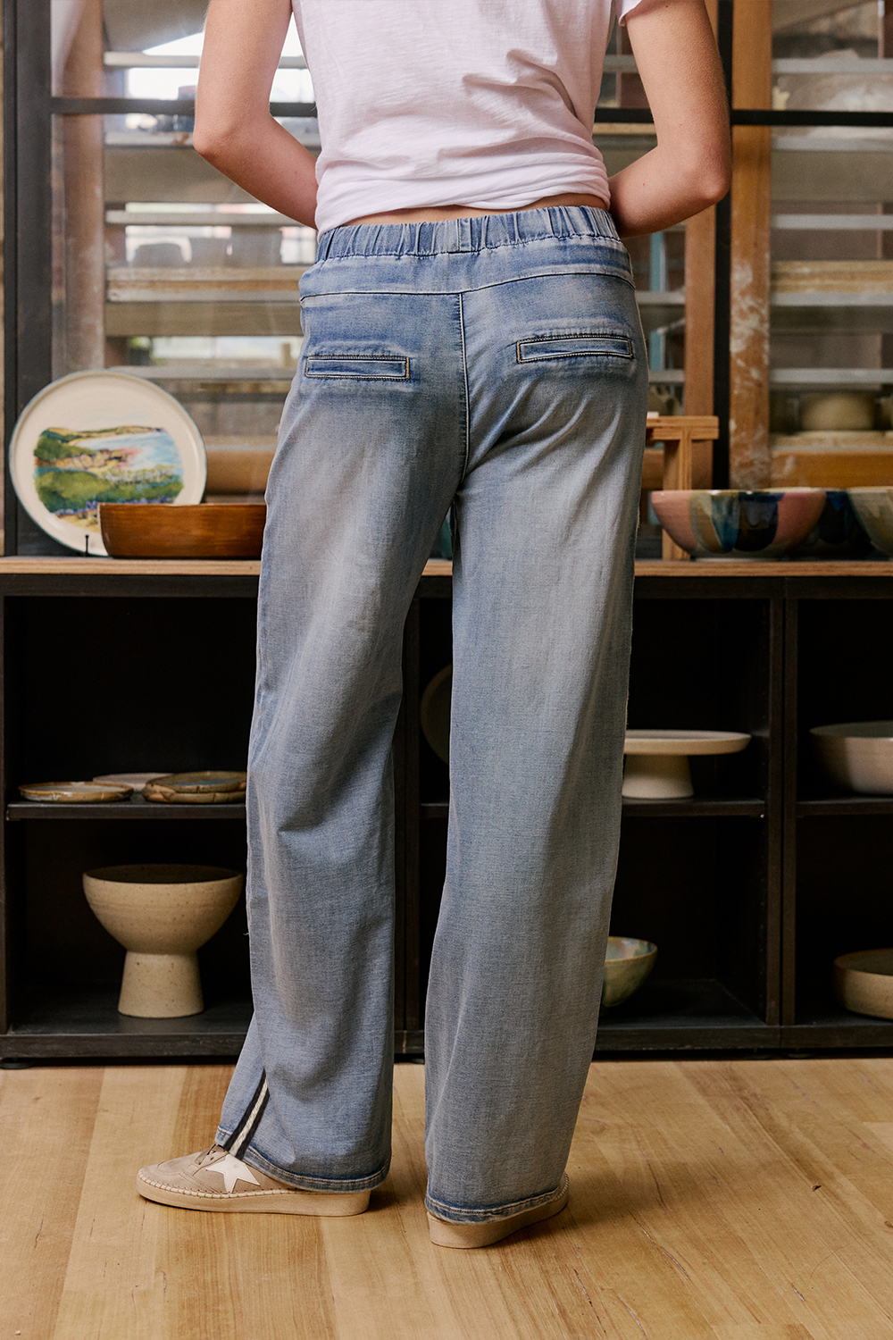 GLAM TRACK Denim Navy Stripe Jean – Italian Star